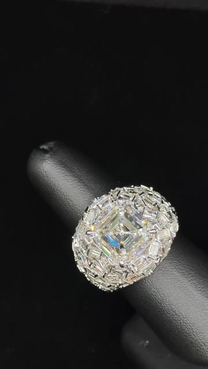 Princess Cluster Cocktail Ring • Baguette & Princess Cut Lab Diamond S ...
